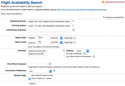 Finding Availability and Fare Construction Using ExpertFlyer