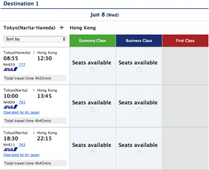 How to Find Award Space Using the ANA Website - Travel Codex