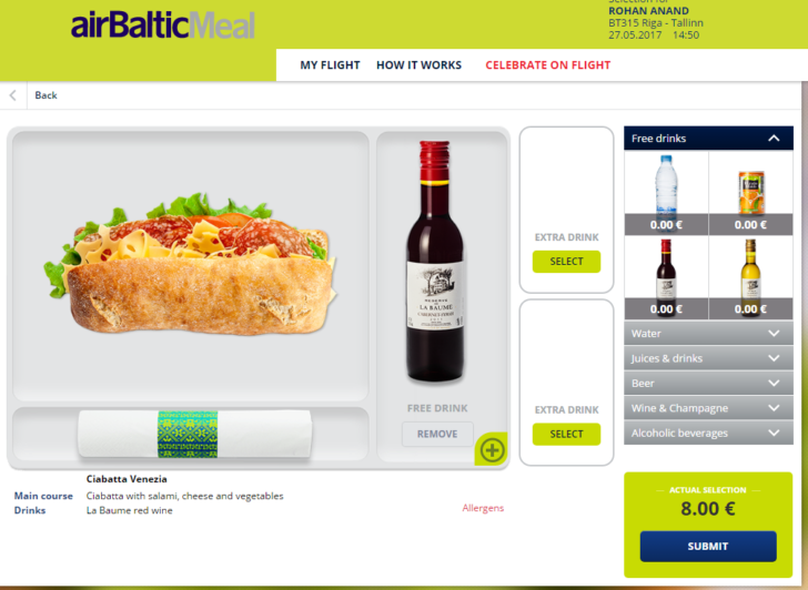 Meal Selection on AirBaltic: How Airlines Should Sell Merchandise!