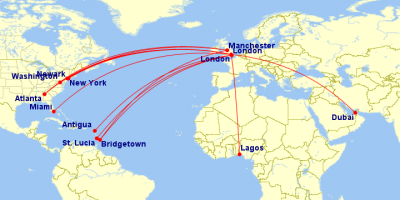 Virgin Atlantic Airways Worldwide Route Maps and Fleet Types