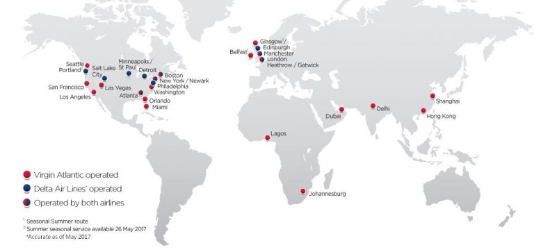 Virgin Atlantic Airways Worldwide Route Maps and Fleet Types