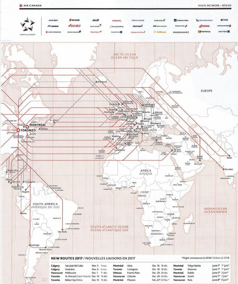 Global Routes, Fleet and Terminal Maps for Air Canada - Travel Codex