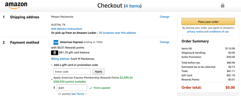 Save $30 at Amazon by Redeeming One Membership Rewards Point