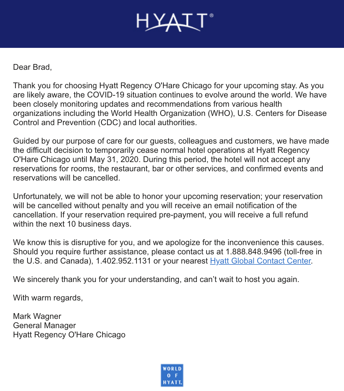 Hyatt Regency O'Hare Closed Through May - Travel Codex