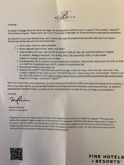 Review: American Express FHR Benefits at the Bellagio Las Vegas ...
